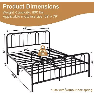 Metal Bed Frame With Headboard And Footboard