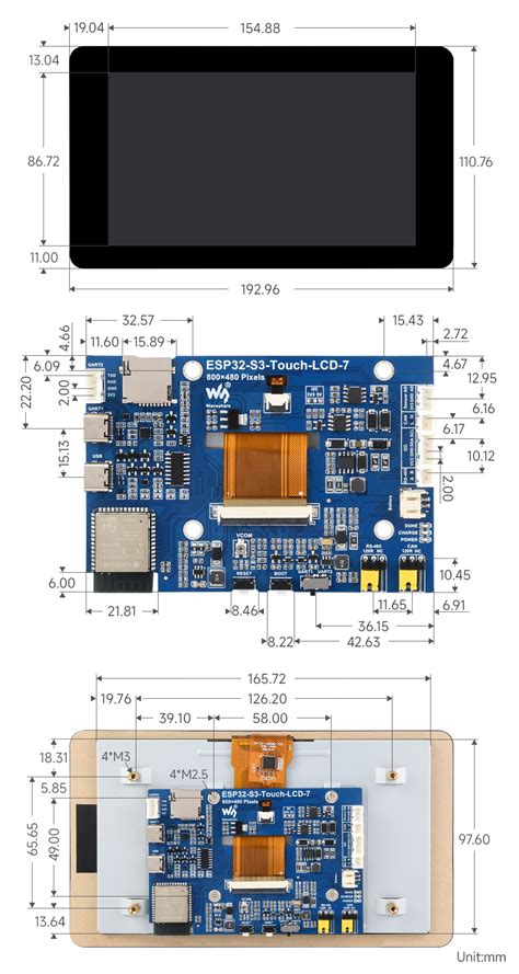 esp32 s3 7inch capacitive touch display development board 800×480 waveshare 27078