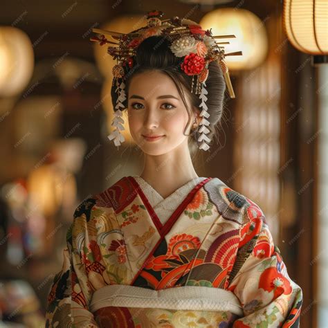 Premium Photo Mesmerizing Japanese Geisha In Traditional Kimono