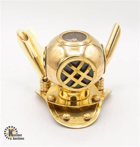 Brass Compass And Dual Pen Holder Deep