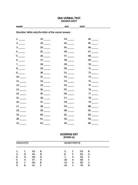 Sra Verbal Test Pdf Psychometrics Test Assessment