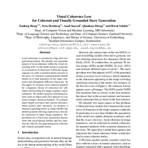 Visual Coherence Loss For Coherent And Visually Grounded Story Generation Acl Anthology