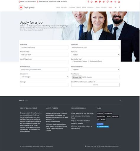 Employment Wordpress Theme Responsive Job Portal Template Job