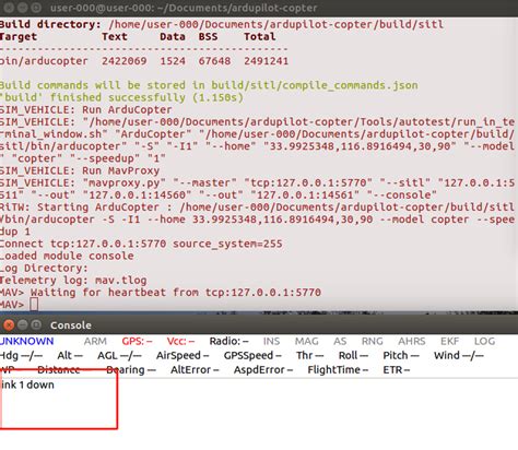 link down error occurs in copter sitl simulation arducopter