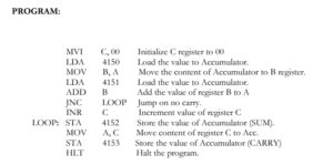 Addition Of Two Bit Numbers Using Microprocessor