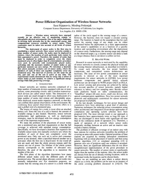 power efficient organization of wireless sensor networks pdf