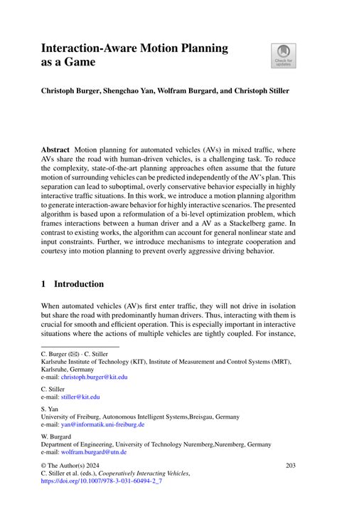 Pdf Interaction Aware Motion Planning As A Game