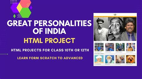Html Project Great Personalities Of India Html Project For Class 10th Or 12th Youtube