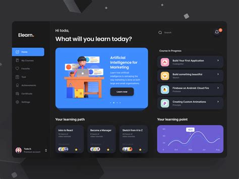 E Learning Dashboard UI Freebie Supply