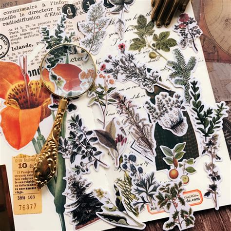 21 шт упак Винтаж листья травы цветок калька бумажная наклейка для творчества ремесло