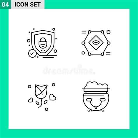 Pack Of 4 Line Style Icon Set Outline Symbols For Print Creative