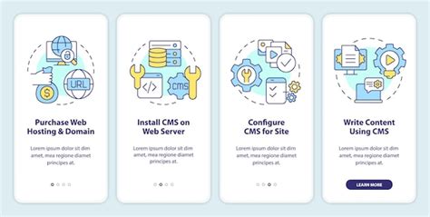 Premium Vector Building Website With Cms Onboarding Mobile App Screen