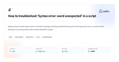How To Troubleshoot Syntax Error Word Unexpected In A Script Labex