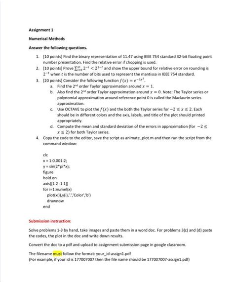 solved assignment 1 numerical methods answer the following