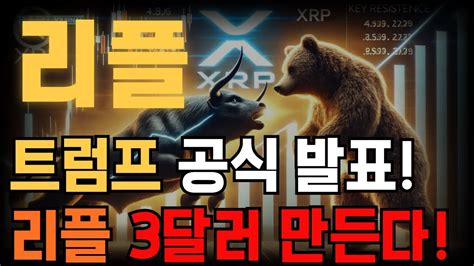 리플 코인 트럼프 공식 발표 리플 3달러 만든다 Youtube