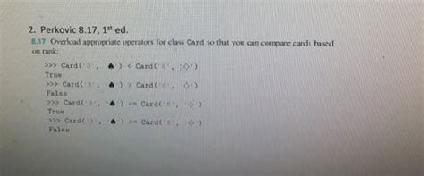 solved overload appropriate operators for class card so that