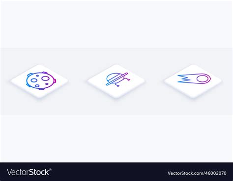 Set Isometric Line Ufo Abducts Cow Ufo Flying Vector Image