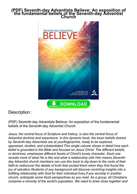 Pdf Seventh Day Adventists Believe An Exposition Of The Fundamental