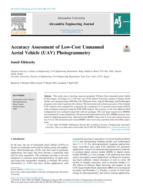 Pdf Accuracy Assessment Of Low Cost Unmanned Aerial Vehicle Uav
