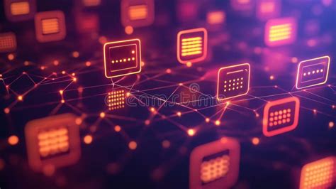Glowing Digital Matrix With Binary Coded Chat Icons Data Visualization