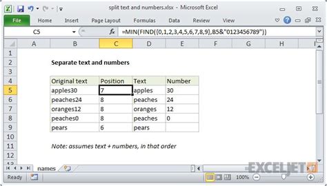 Excel Formula Split Text And Numbers Excel Formula Text Excel