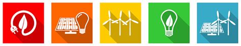 다채로운 웹 플랫 디자인 재생 가능 에너지 벡터 아이콘 녹색 전력 흰색 배경에 웹 디자인 및 모바일 응용 프로그램을위한 전기 개념 버튼 세트 상징에 대한 스톡 벡터 아트 및