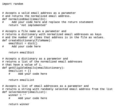 Solved The Function Normalizeemail Has A Valid Email