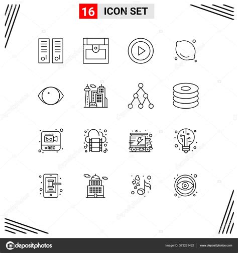 User Interface Outline Pack Modern Signs Sysymbols Eye Lemon Abstract Vector De Stock De