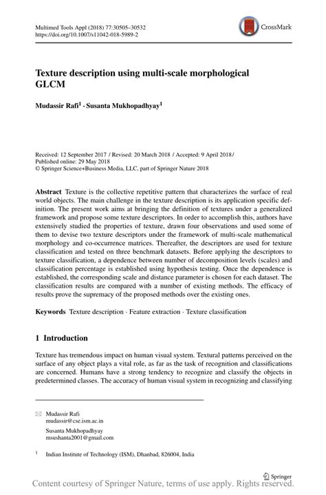 Texture Description Using Multi Scale Morphological Glcm Request Pdf