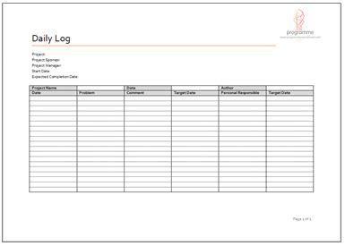 7 Free Project Log Templates Excel PDF Formats