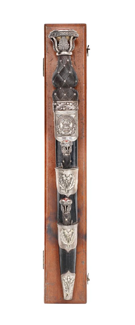 Bonhams A Cased Scottish Officers Silver Mounted Regimental Dirk Of