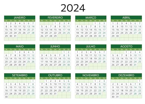 Calendario Portugal Excel Horizontal