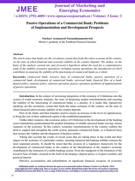 Passive Operations Of A Commercial Bank Problems Of Implementation And