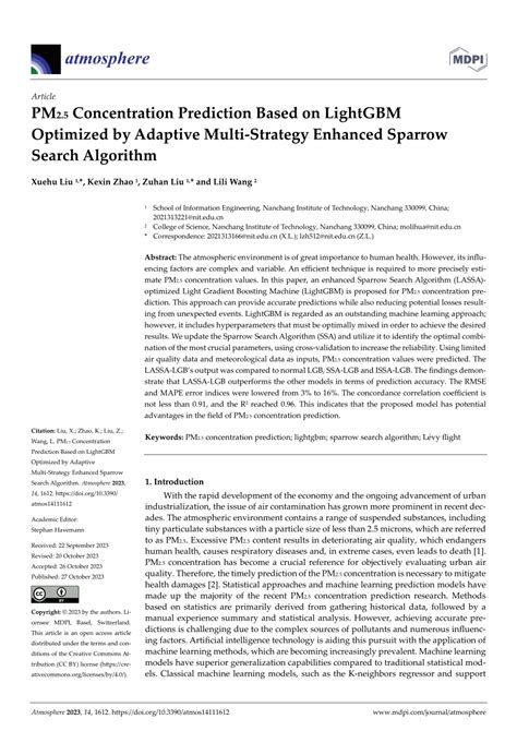 Pdf Pm2 5 Concentration Prediction Based On Lightgbm Optimized By