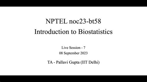 Live Session Week 7 Nptel Noc23 Bt58 Introduction To