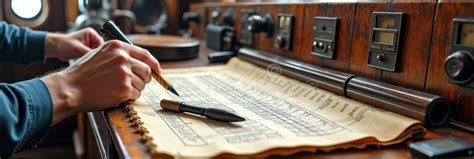 Vintage Naval Navigation Chart And Instruments On Wooden Desk Stock