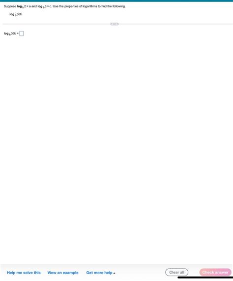 Solved Suppose log 2 = a and log b3 = c. Use the properties | Chegg.com