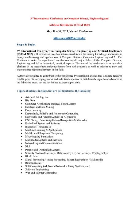 3rd International Conference On Computer Science Engineering And