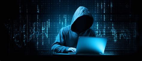 Premium Photo Silhouette Of Hooded Criminal Hacking Computer On Binary Code Background Cyber
