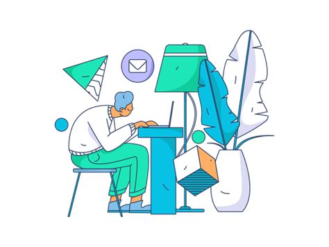 Employee Is Sending Emails Illustration Free Download People