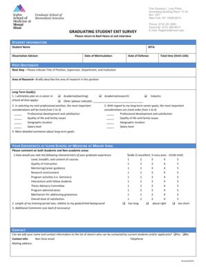 Fillable Online GRADUATING Babe EXIT SURVEY Icahnmssmedu Fax Email Print PdfFiller