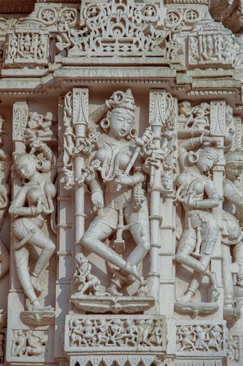 Stone Carved Female Figures On Shri Ajitnath Bhagwan Shwetamber Jain Derasar Editorial Photo