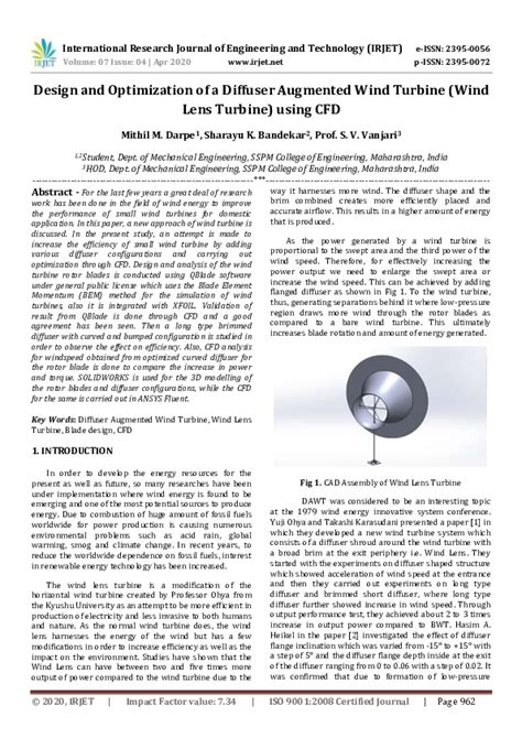 pdf design and optimization of a diffuser augmented wind turbine