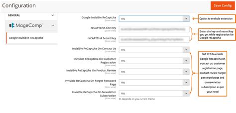Configuration Settings Magento Google Invisible Recaptcha Extension