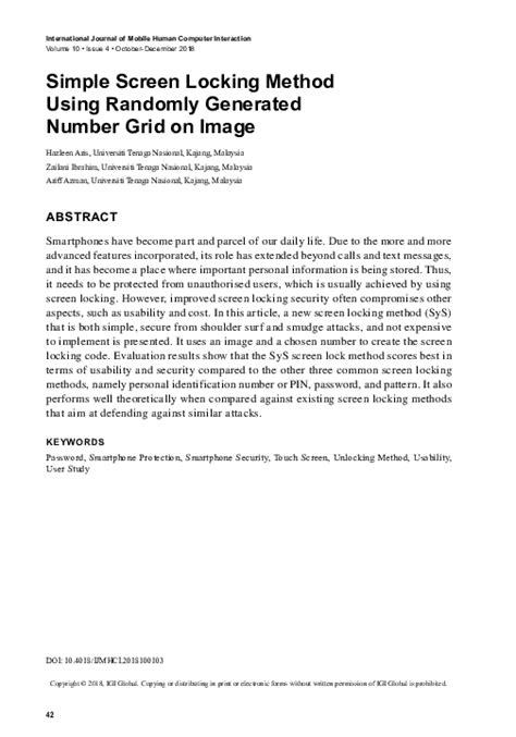 Pdf Simple Screen Locking Method Using Randomly Generated Number Grid