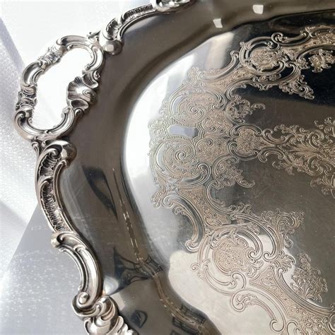Gorham Silver Plating 26 Large Size Tray Handled Shell And Rocaille
