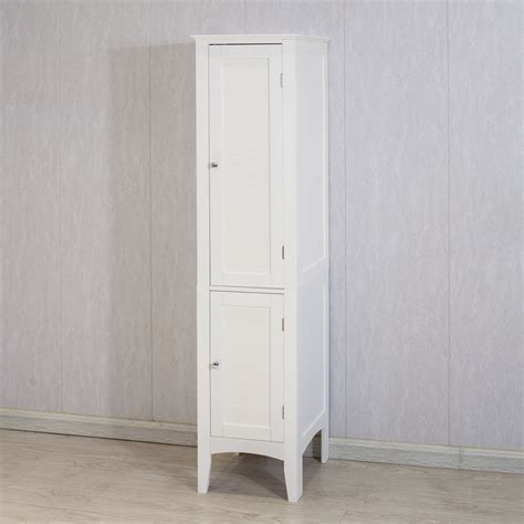 Tall Narrow Tower Freestanding Cabinet With 2 Shutter Doors 5 Tier