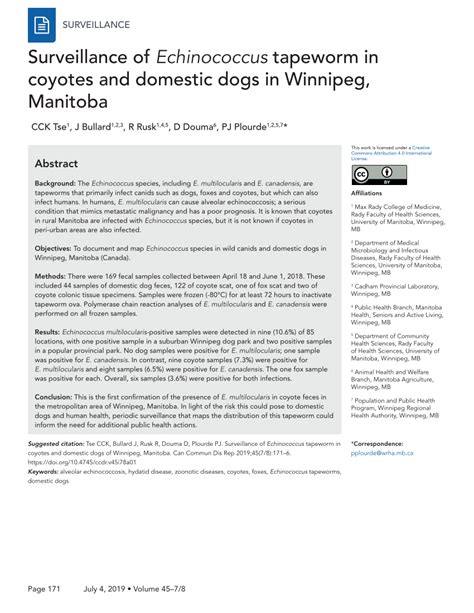 Pdf Surveillance Of Echinococcus Tapeworm In Coyotes And Domestic