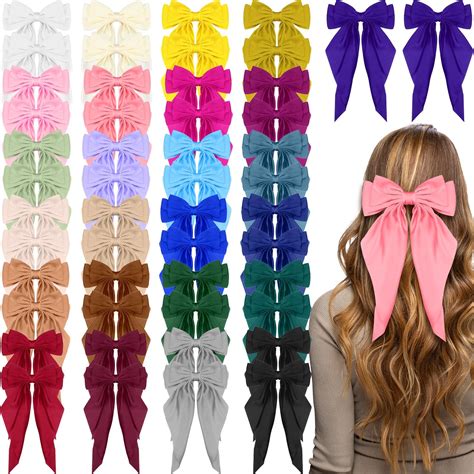 Mimorou 50 Pack Big Hair Bows Bulk Silky Satin Oversized