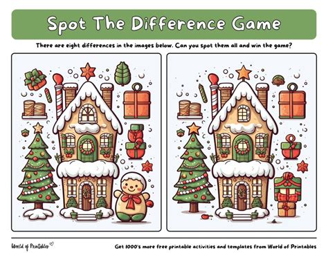 Christmas Spot The Difference Games World Of Printables